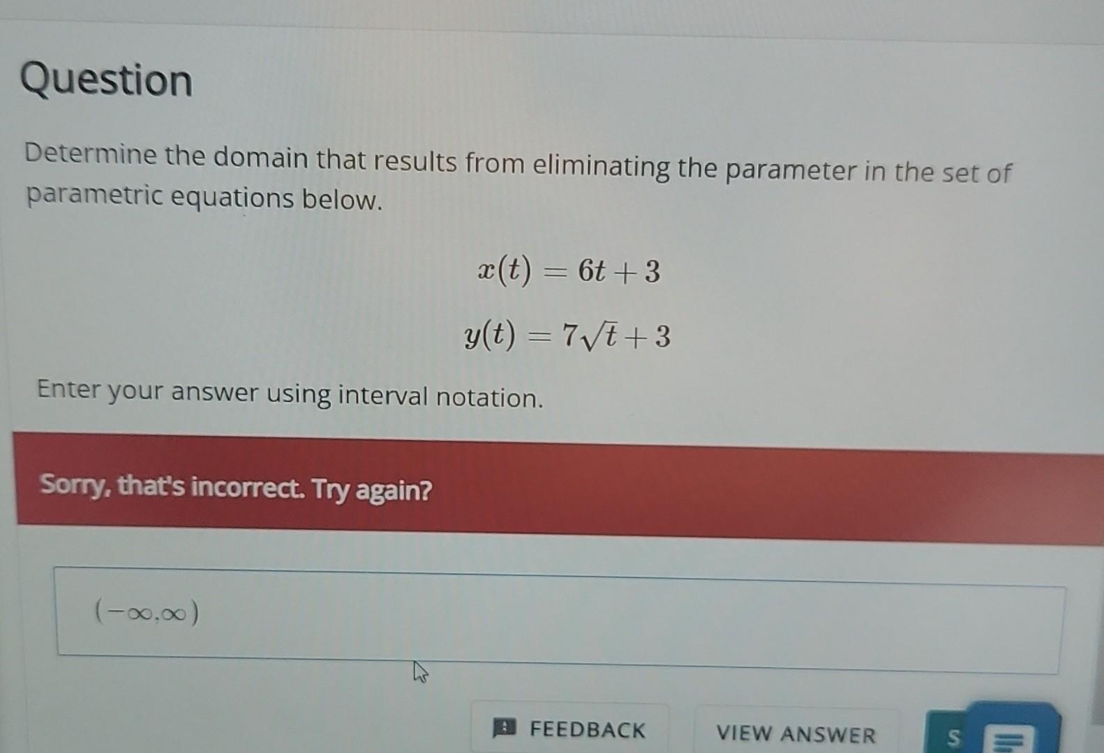 Solved Determine the domain that results from eliminating | Chegg.com