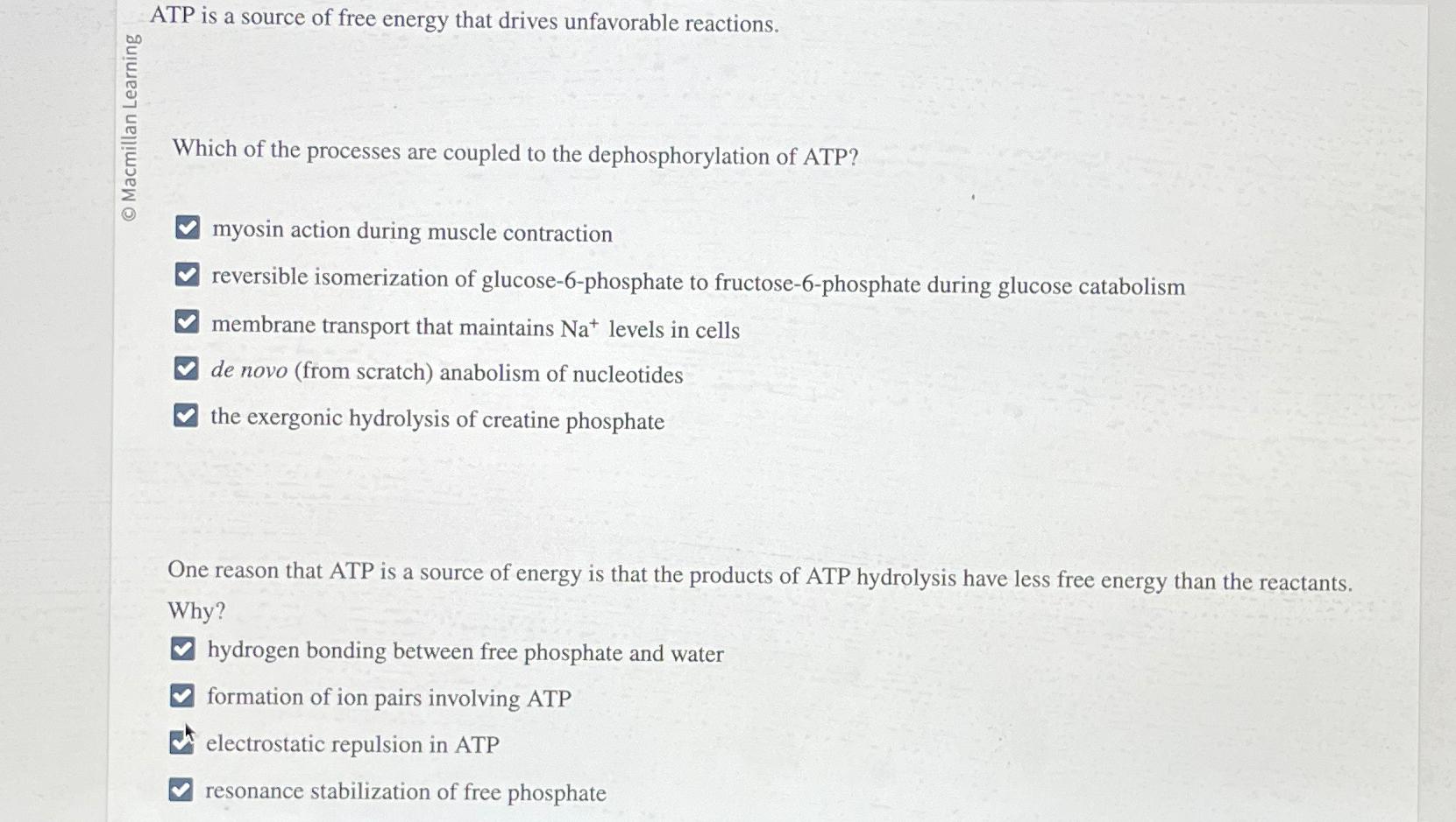 Solved ATP is a source of free energy that drives | Chegg.com