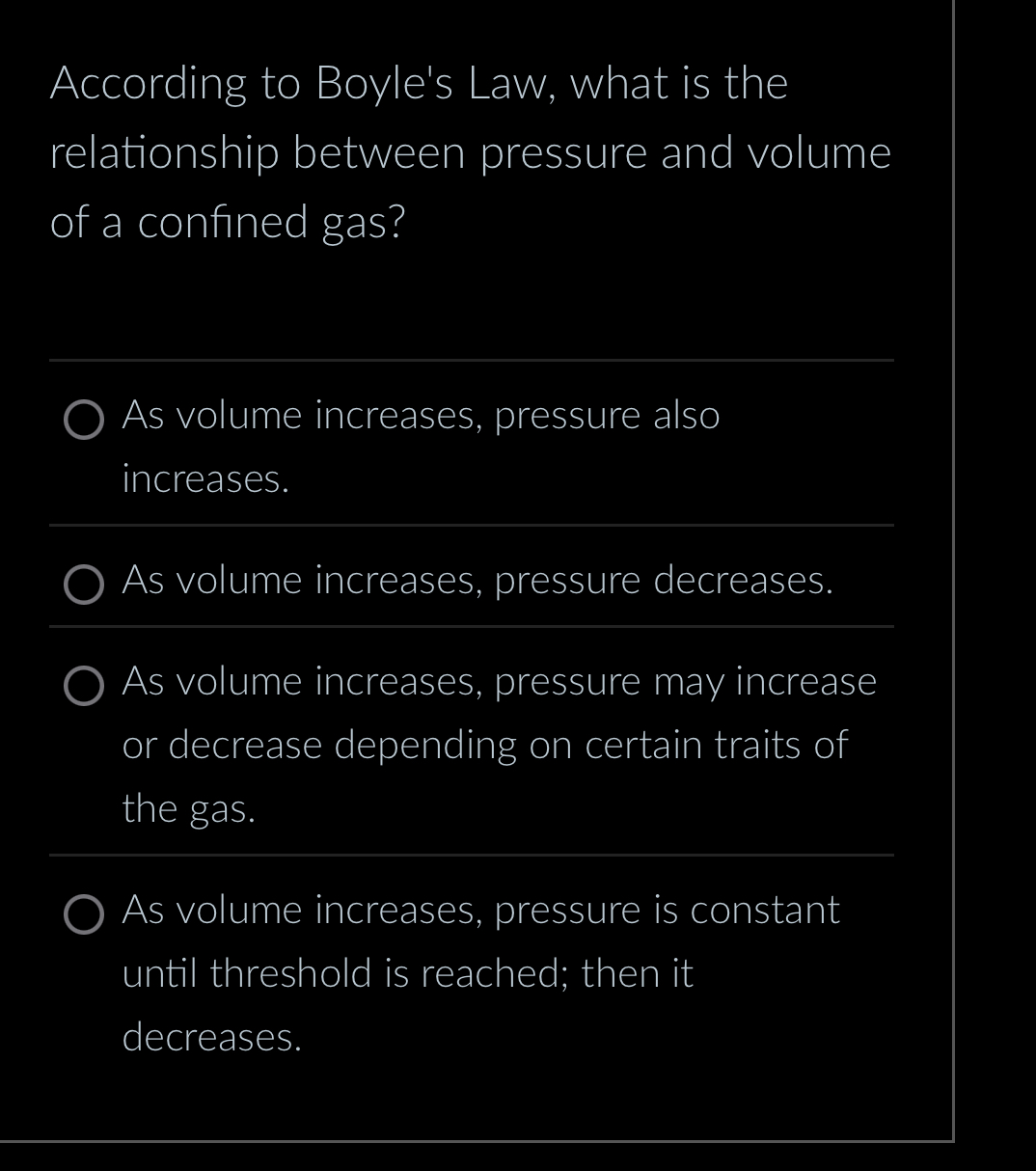 Solved According to Boyle's Law, what is the relationship | Chegg.com