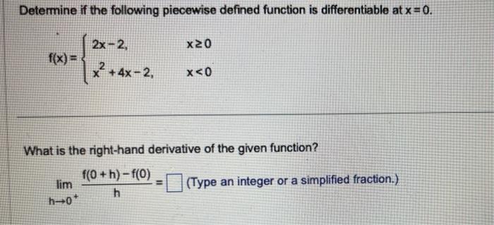 Solved Determine if the following piecewise defined function | Chegg.com