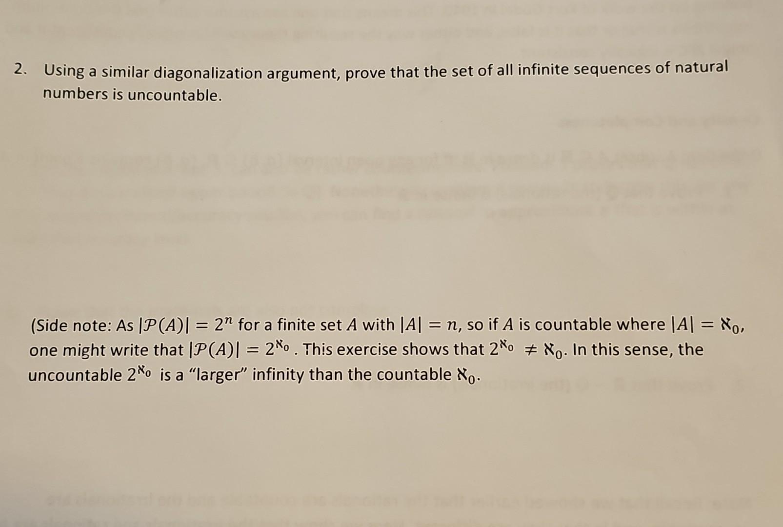 Solved Using a similar diagonalization argument, prove that | Chegg.com