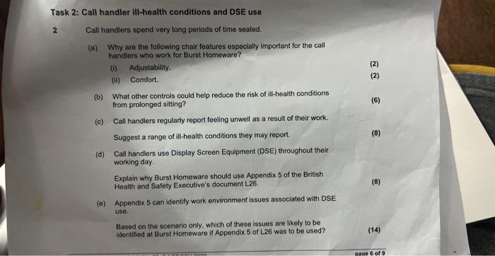 Solved ask 2: Call handler ill-health conditions and DSE use | Chegg.com