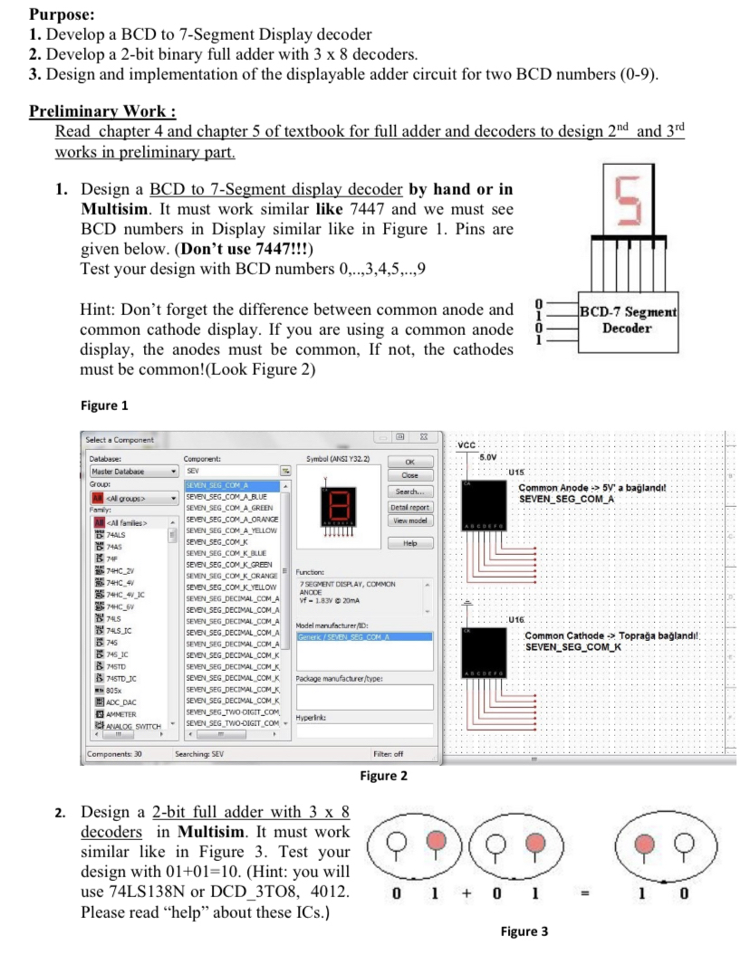 Purpose:Develop a BCD to 7-Segment Display | Chegg.com