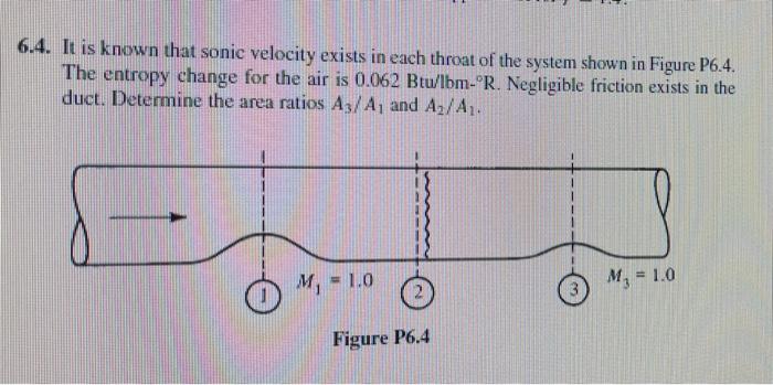 Solved 6.4. It is known that sonic velocity exists in each | Chegg.com