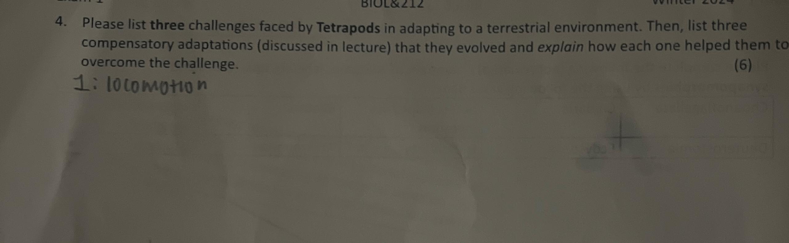 Solved Please list three challenges faced by Tetrapods in | Chegg.com