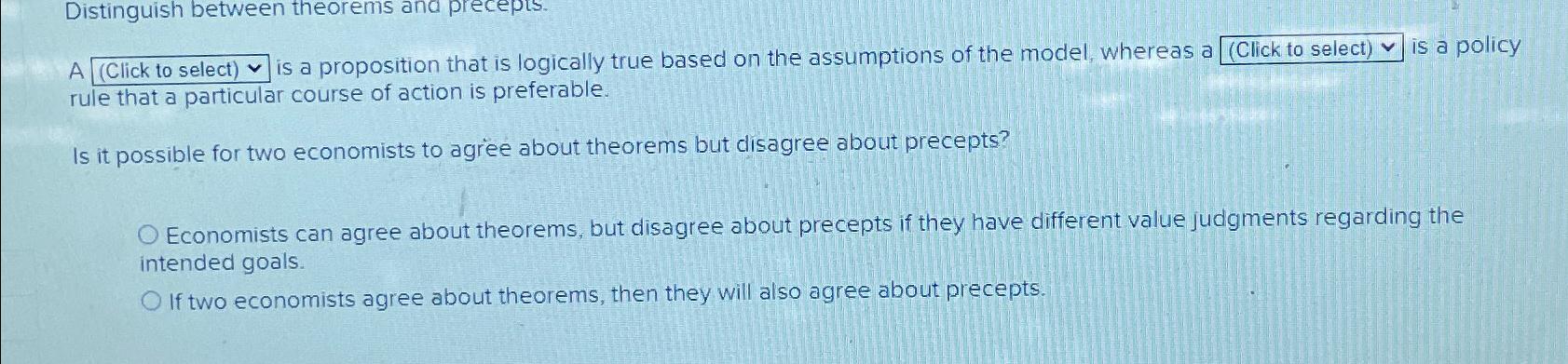 Solved Distinguish between theorems and precepls.A (Click to | Chegg.com