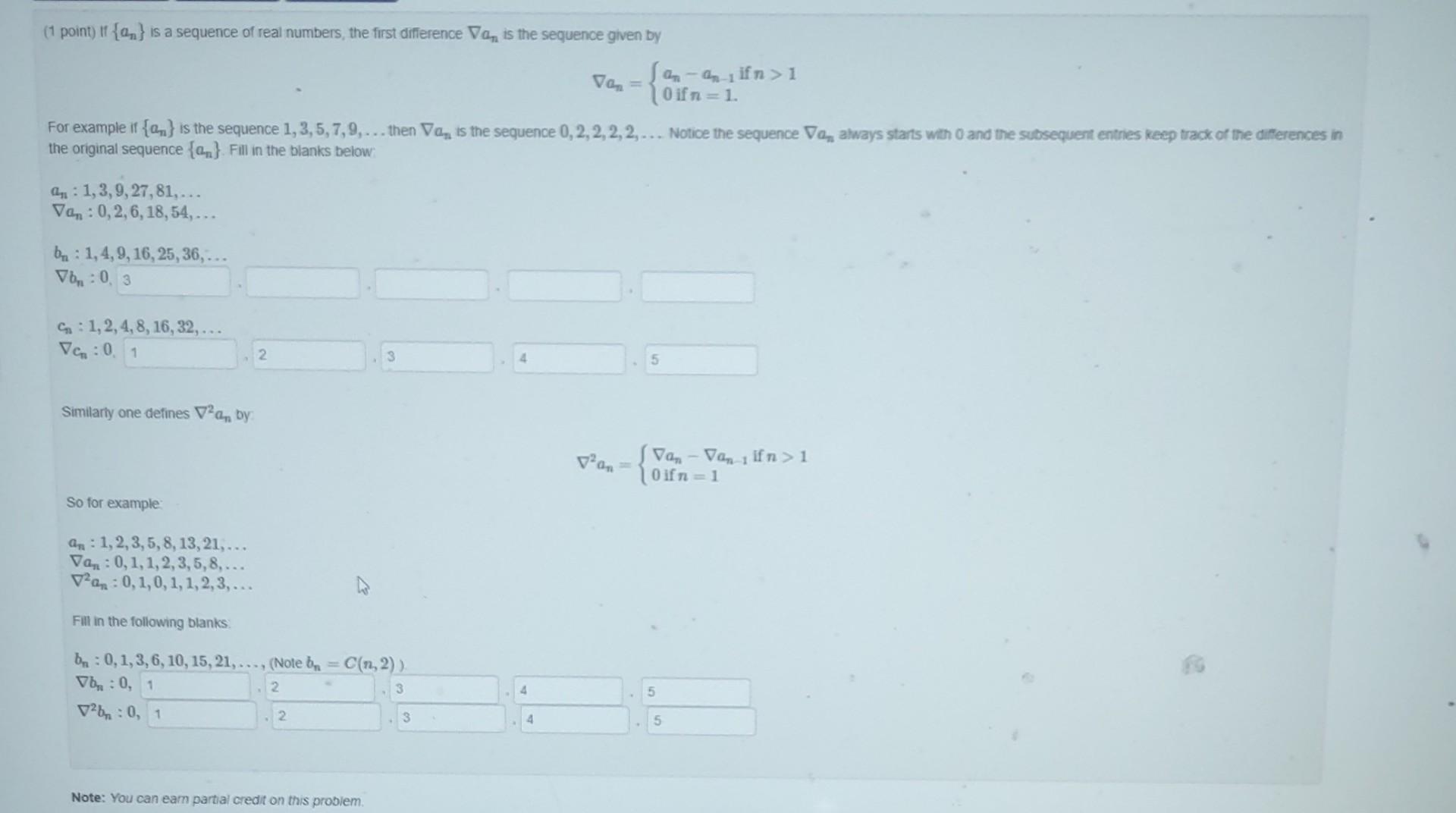 Solved (1 point) If {an} is a sequence of real numbers, the | Chegg.com
