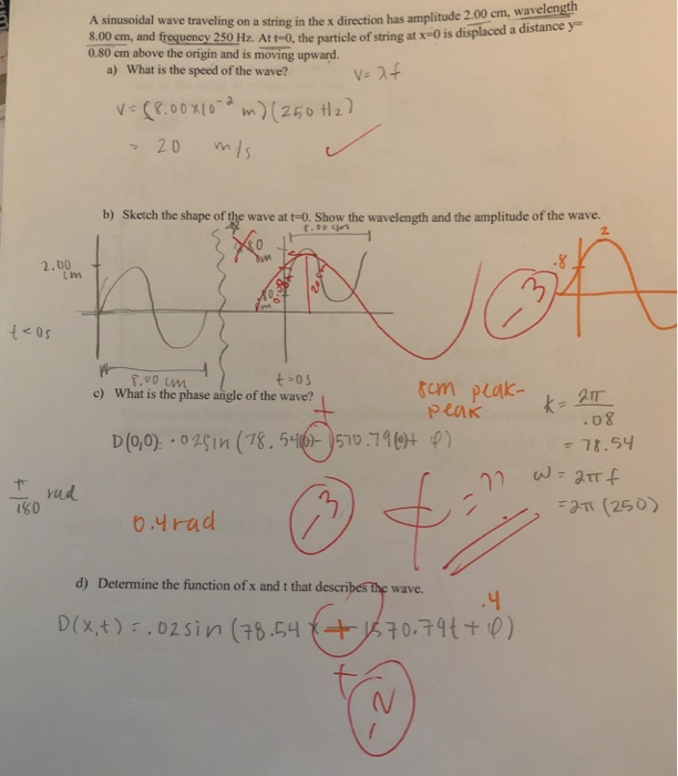 Solved UI A sinusoidal wave traveling on a string in the x | Chegg.com