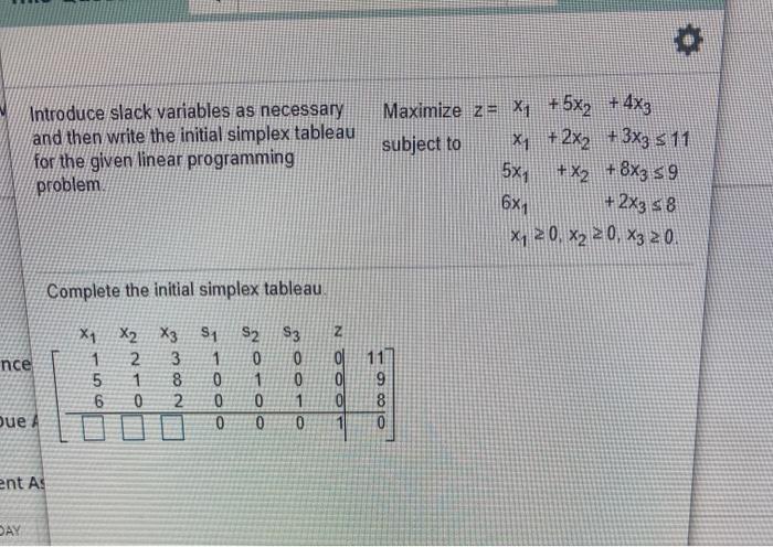 Solved Introduce slack variables as necessary and then write | Chegg.com