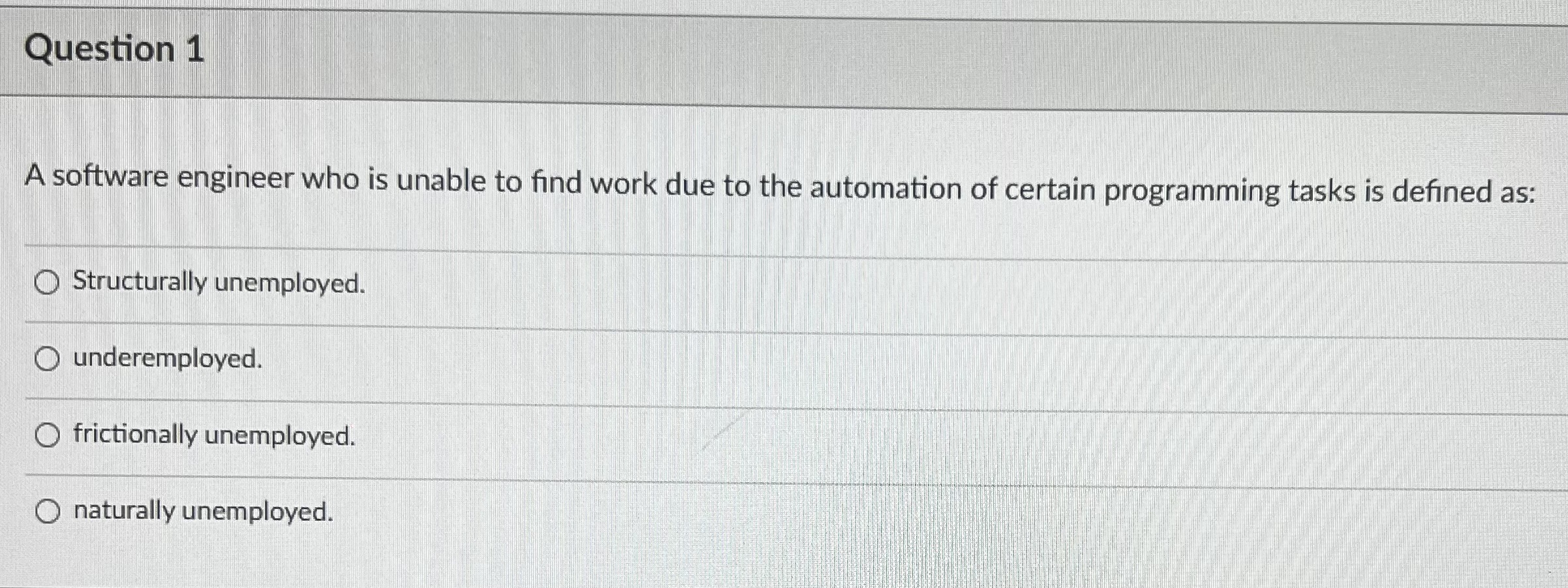 Solved Question 1A software engineer who is unable to find | Chegg.com