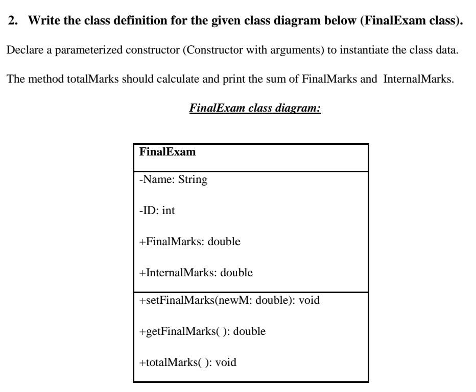 Solved 2. Write the class definition for the given class | Chegg.com