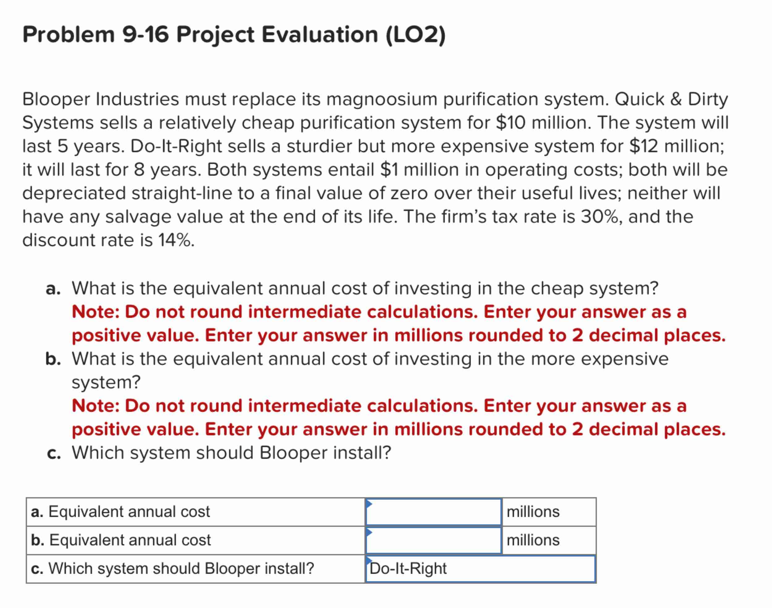 Solved Problem 9-16 ﻿Project Evaluation (LO2) ﻿Blooper | Chegg.com
