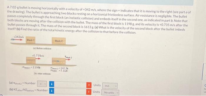 Solved A 7.02-g bullet is moving horizontally with a | Chegg.com