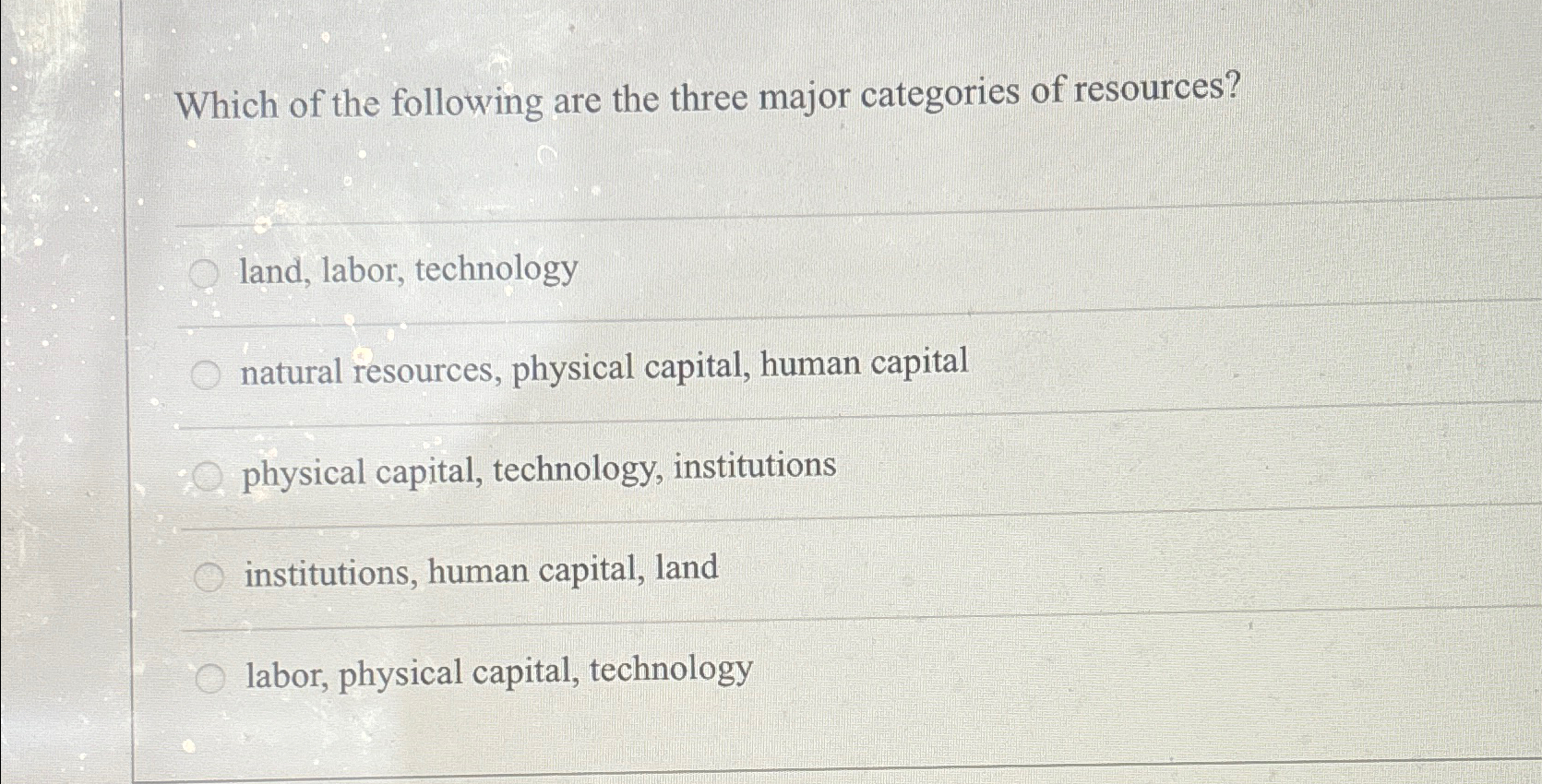 Solved Which of the following are the three major categories | Chegg.com