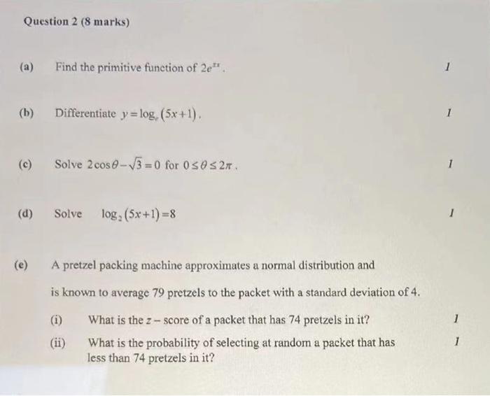 Solved Question 2 (8 marks) Find the primitive function of | Chegg.com