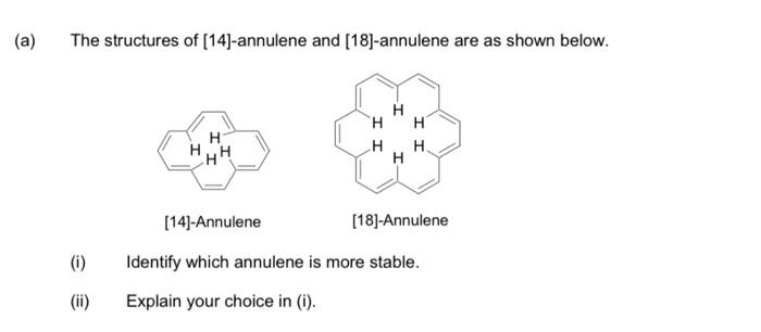 Solved (a) The structures of (14)-annulene and [18]-annulene | Chegg.com