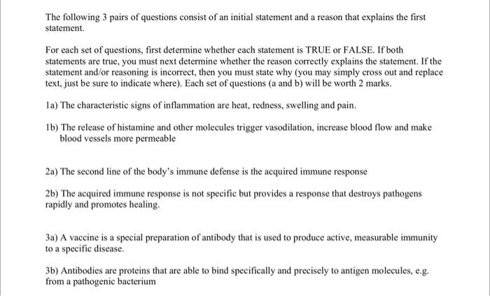 Solved The following 3 pairs of questions consist of an | Chegg.com
