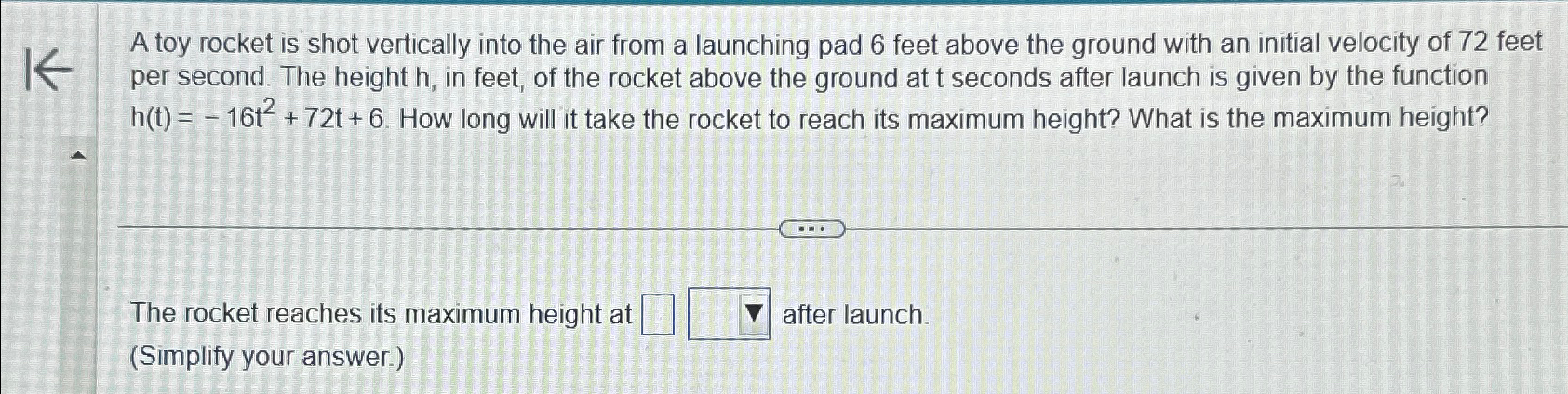 Solved A toy rocket is shot vertically into the air from a | Chegg.com