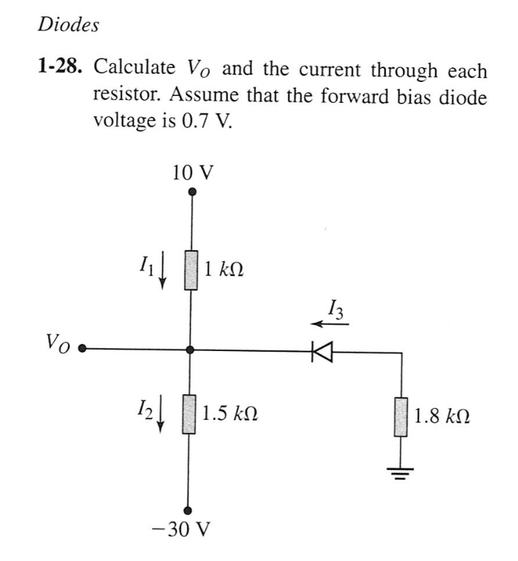 Solved Diodes1-28. ﻿Calculate VO ﻿and the current through | Chegg.com