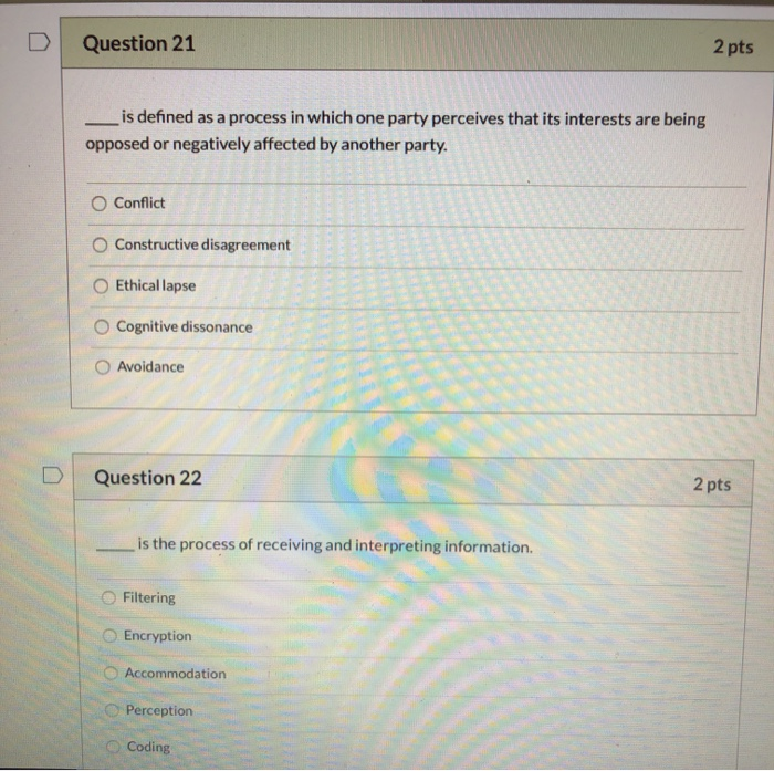 Solved Question 21 2 pts _is defined as a process in which | Chegg.com
