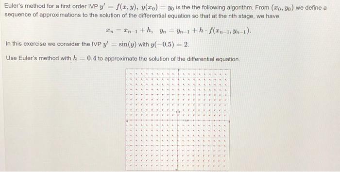 Solved Euler S Method For A First Order Ivp