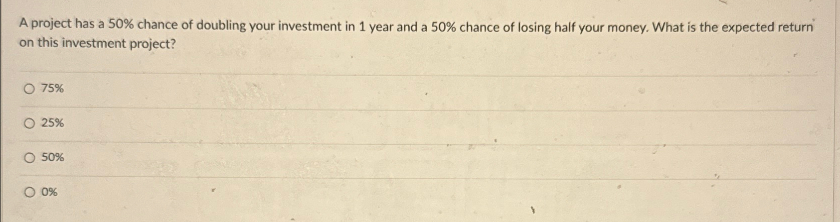 Solved A project has a 50% ﻿chance of doubling your | Chegg.com