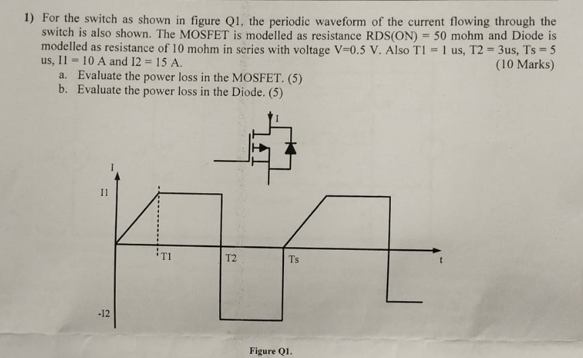 Solved For the switch as shown in figure Q1, ﻿the periodic | Chegg.com