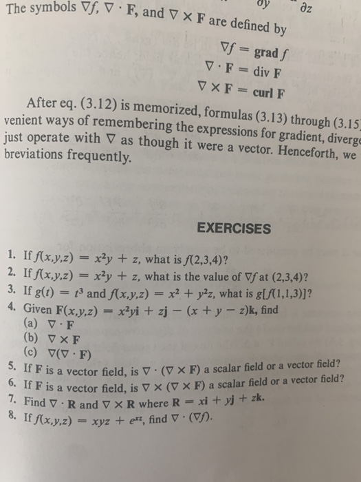 Solved The symbols Vf, V.. bols vf, V az oy F, and V x F are | Chegg.com