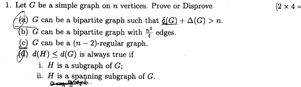 Solved Let G ﻿be a simple graph on n ﻿vertices. Prove or | Chegg.com
