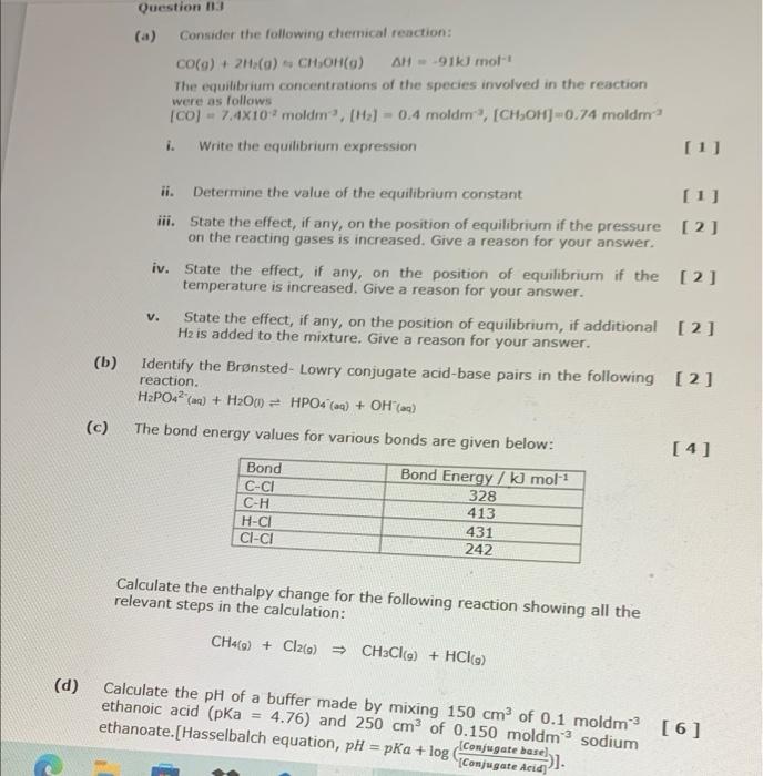 Solved (a) Consider the following chemical reaction: | Chegg.com
