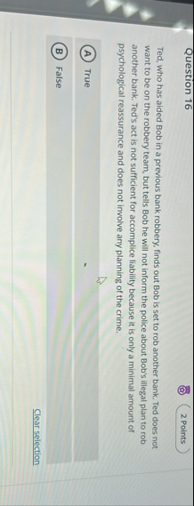 Solved Question 162 ﻿PointsTed, who has aided Bob in a | Chegg.com