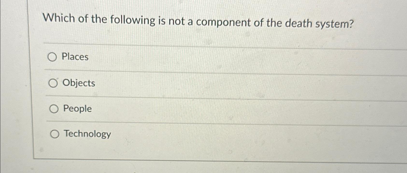 Solved Which of the following is not a component of the | Chegg.com
