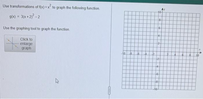 Solved Use transformations of f(x)=x2 to graph the following | Chegg.com