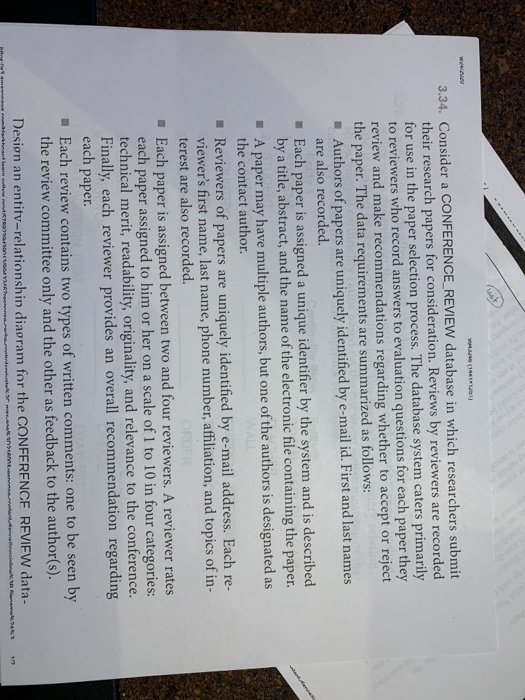 Solved Tost 161) 3.34. Consider a CONFERENCE_REVIEW database | Chegg.com