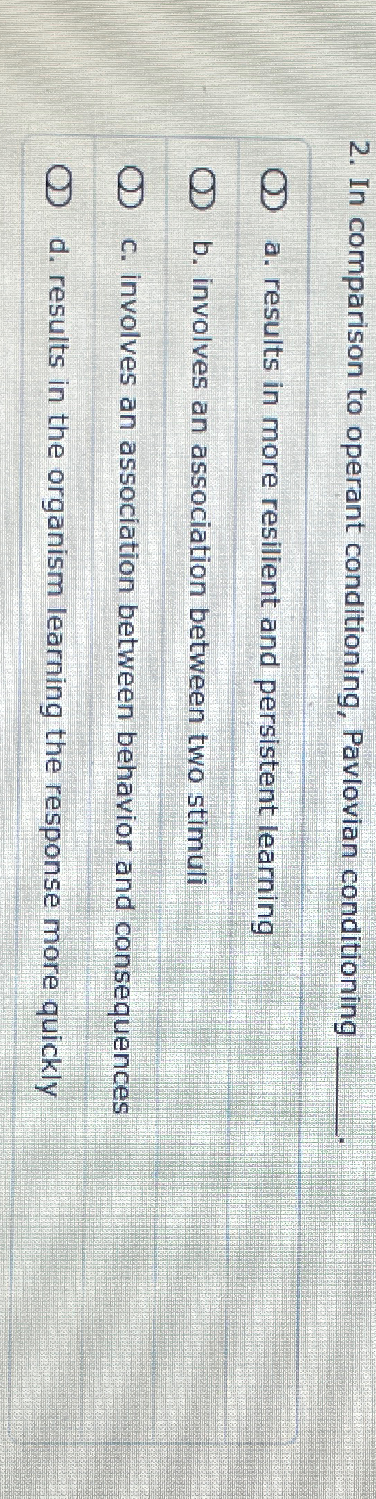 Solved In comparison to operant conditioning, Pavlovian | Chegg.com