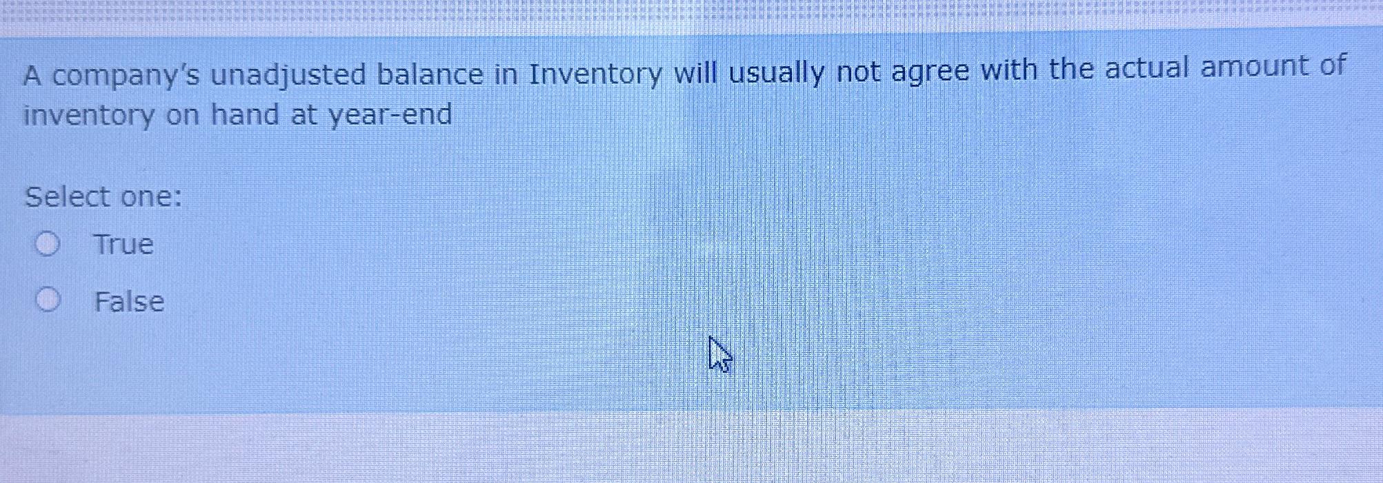 Solved A company's unadjusted balance in Inventory will | Chegg.com
