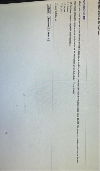 Solved roving Expense DeductionQuestion 75 ﻿of 100.Wyatt, | Chegg.com