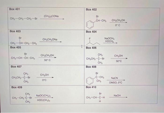Solved Box 401 Box 402 (CH3)-CONa CH, --CH-CH2-Br Br CH-CH | Chegg.com