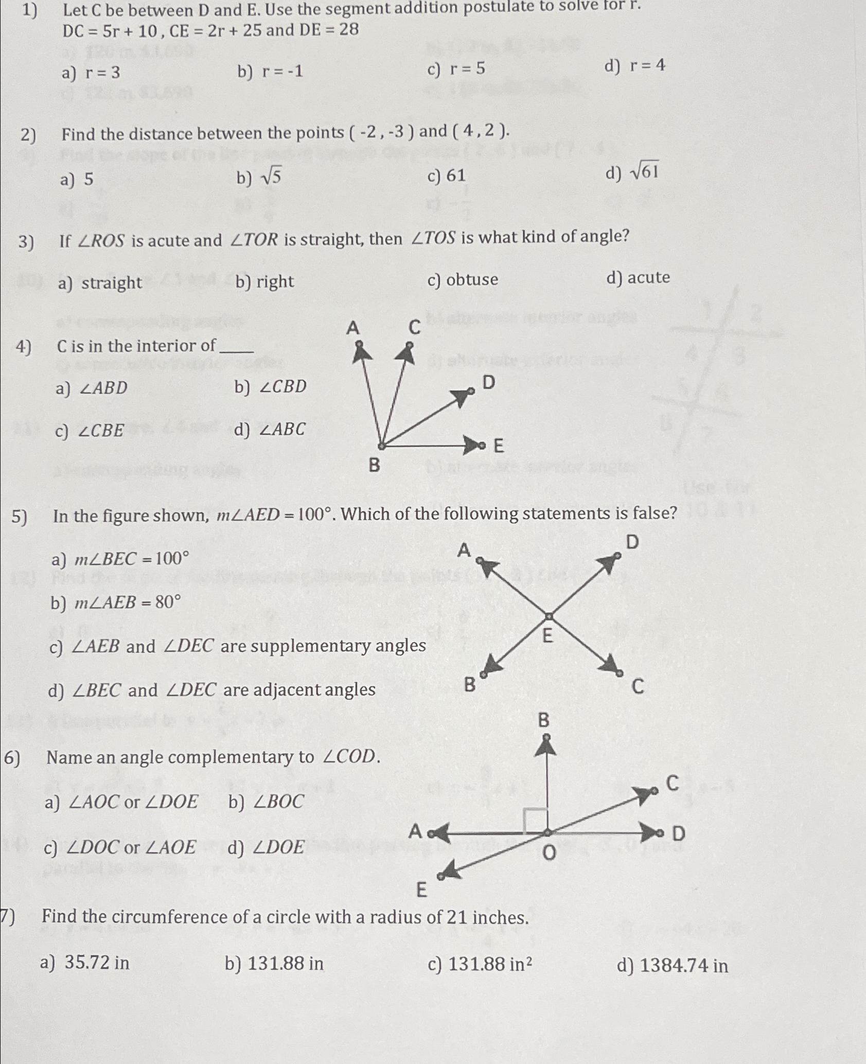 Solved Let C ﻿be between D ﻿and E. ﻿Use the segment addition | Chegg.com
