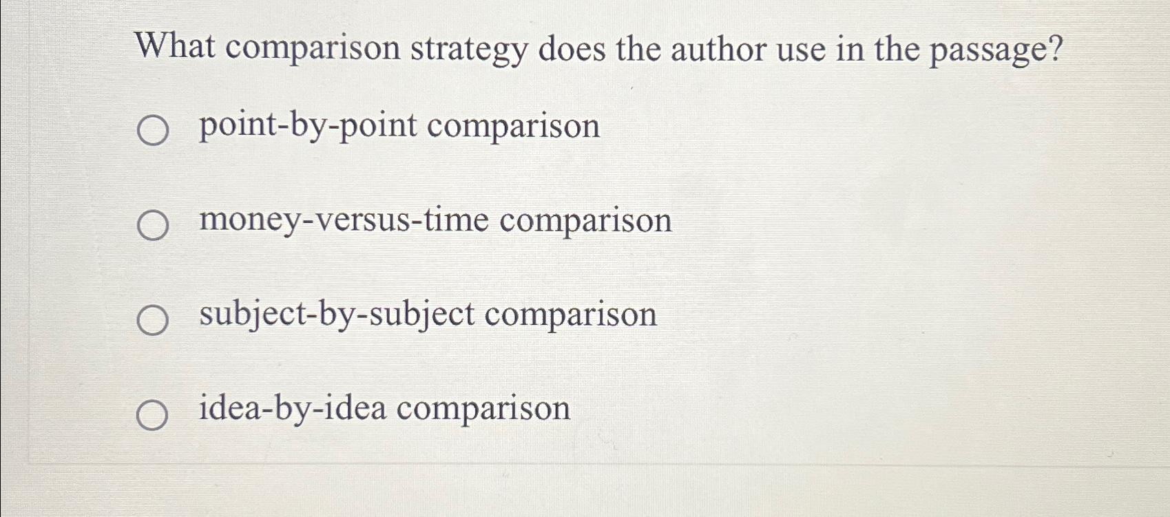 Solved What comparison strategy does the author use in the | Chegg.com