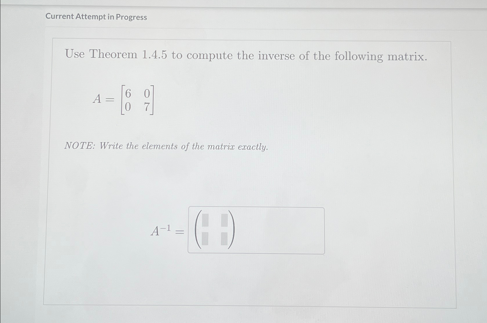Solved Current Attempt in ProgressUse Theorem 1.4.5 ﻿to | Chegg.com
