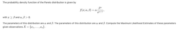 Solved The probability density function of the Pareto | Chegg.com