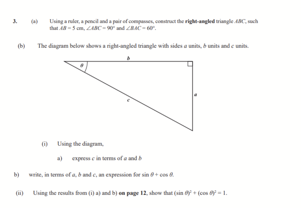 Solved 3. (a) Using a ruler, a pencil and a pair of | Chegg.com