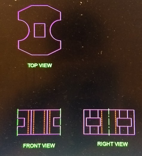 Solved TOP VIEW O O A O RIGHT VIEW FRONT VIEW TOP VIEW | Chegg.com