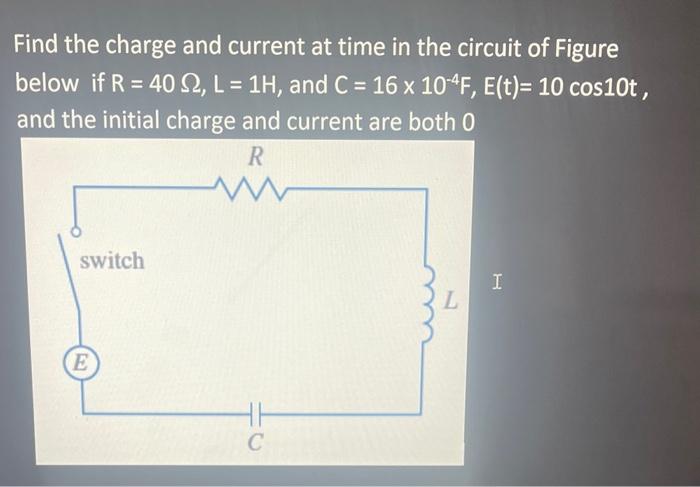 Solved Find the charge and current at time in the circuit of | Chegg.com