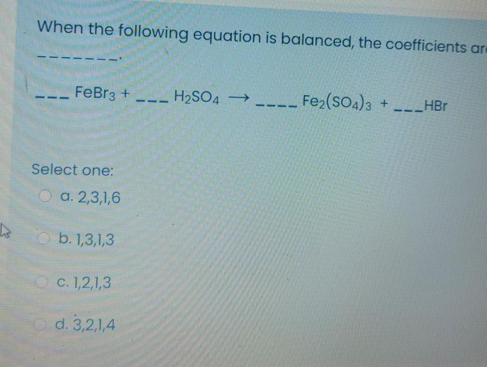 Solved When the following equation is balanced, the | Chegg.com
