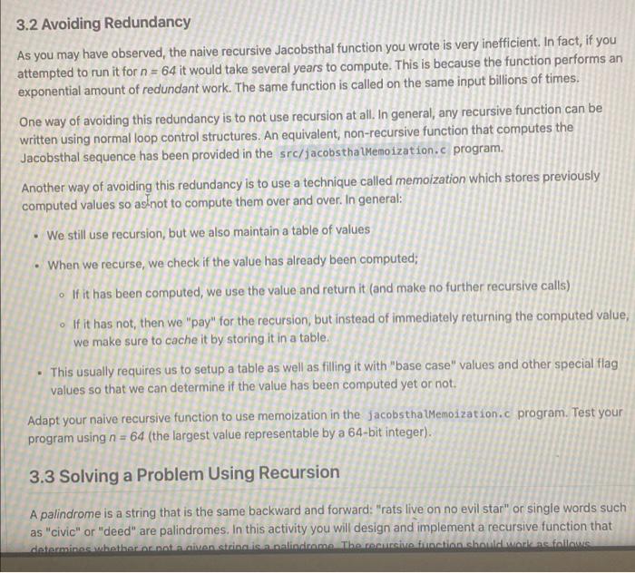Solved 3.1 The Jacobsthal Function The Jacobsthal sequence | Chegg.com | Chegg.com
