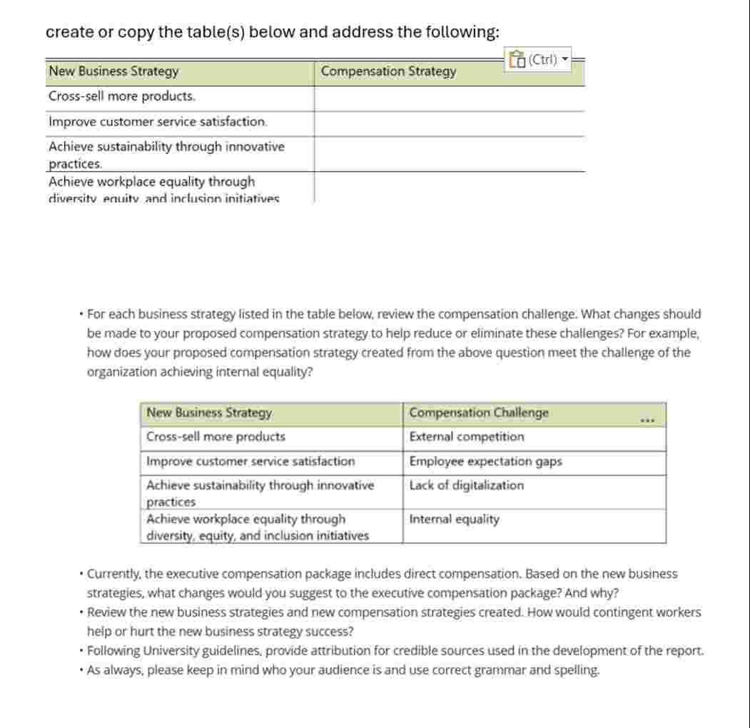 create or copy the table(s) ﻿below and address the | Chegg.com