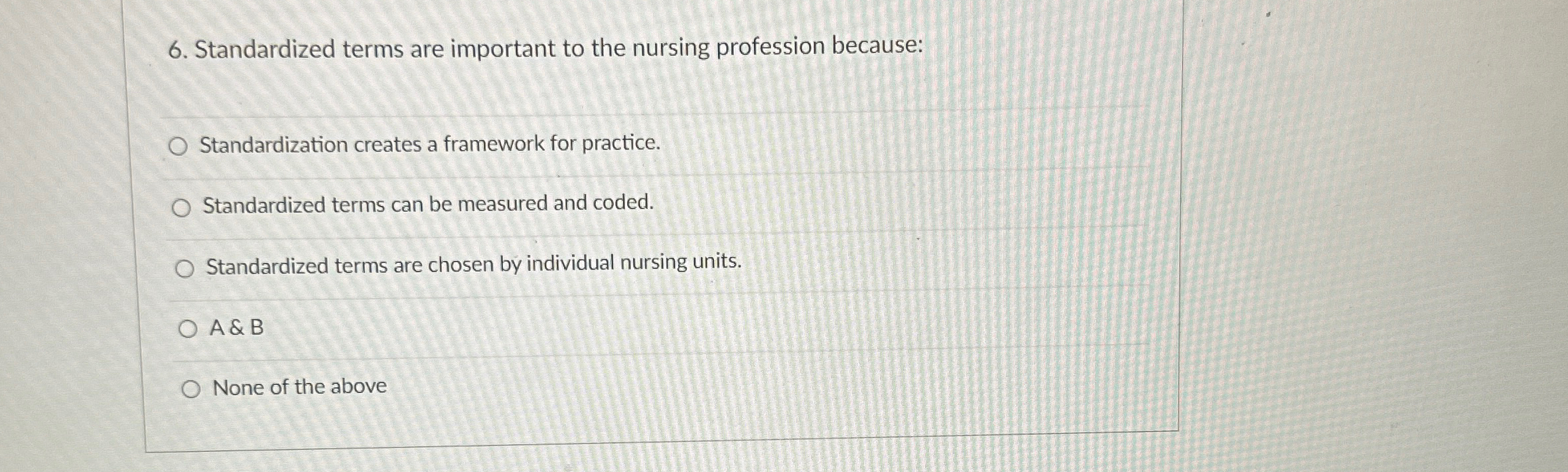 Solved Standardized terms are important to the nursing | Chegg.com