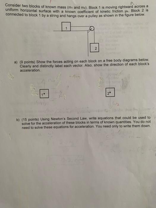 Solved Consider two blocks of known mass (m1 and m2 ). Block | Chegg.com